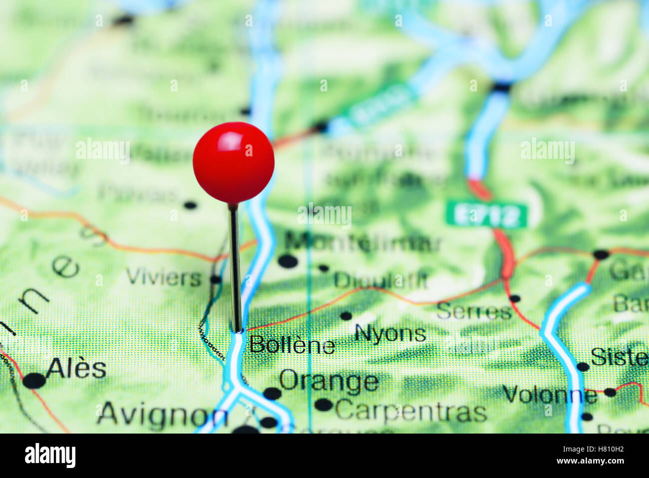 Bollene pinned on a map of France Stock Photo - Alamy