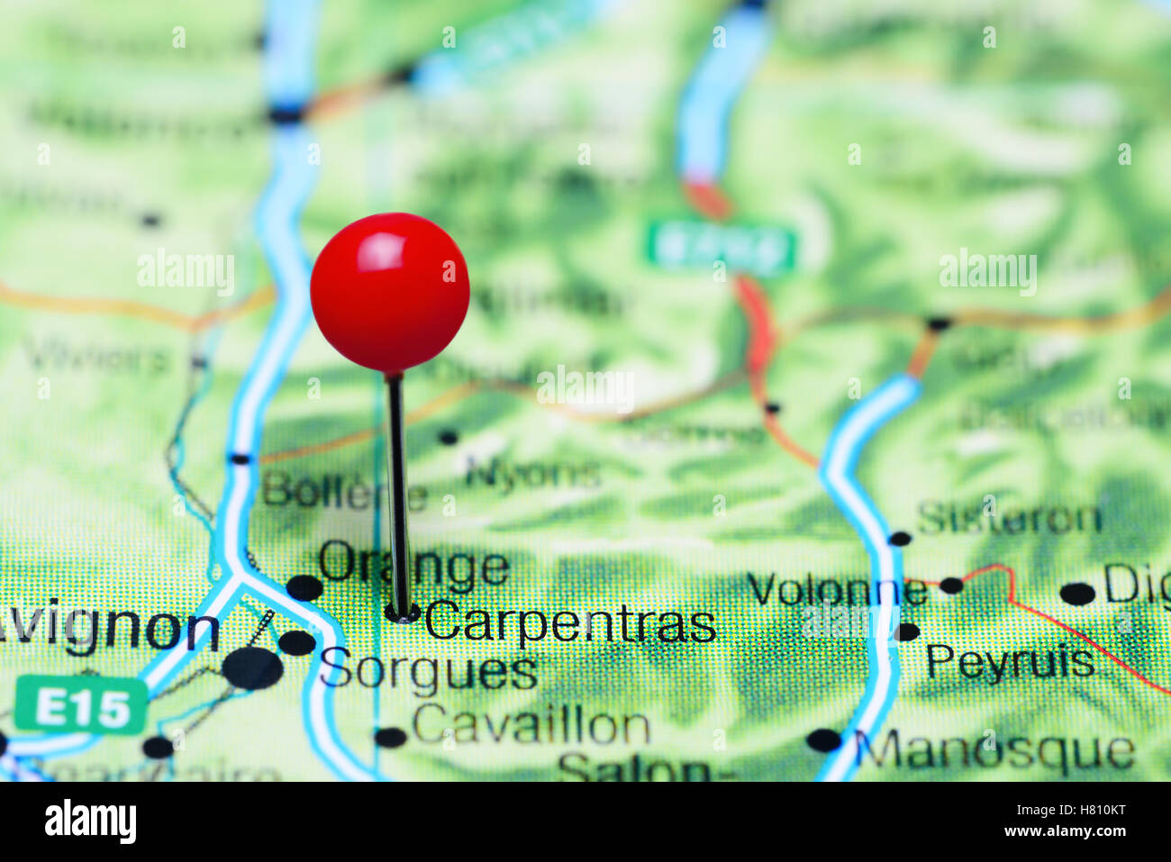 Carpentras pinned on a map of France Stock Photo - Alamy