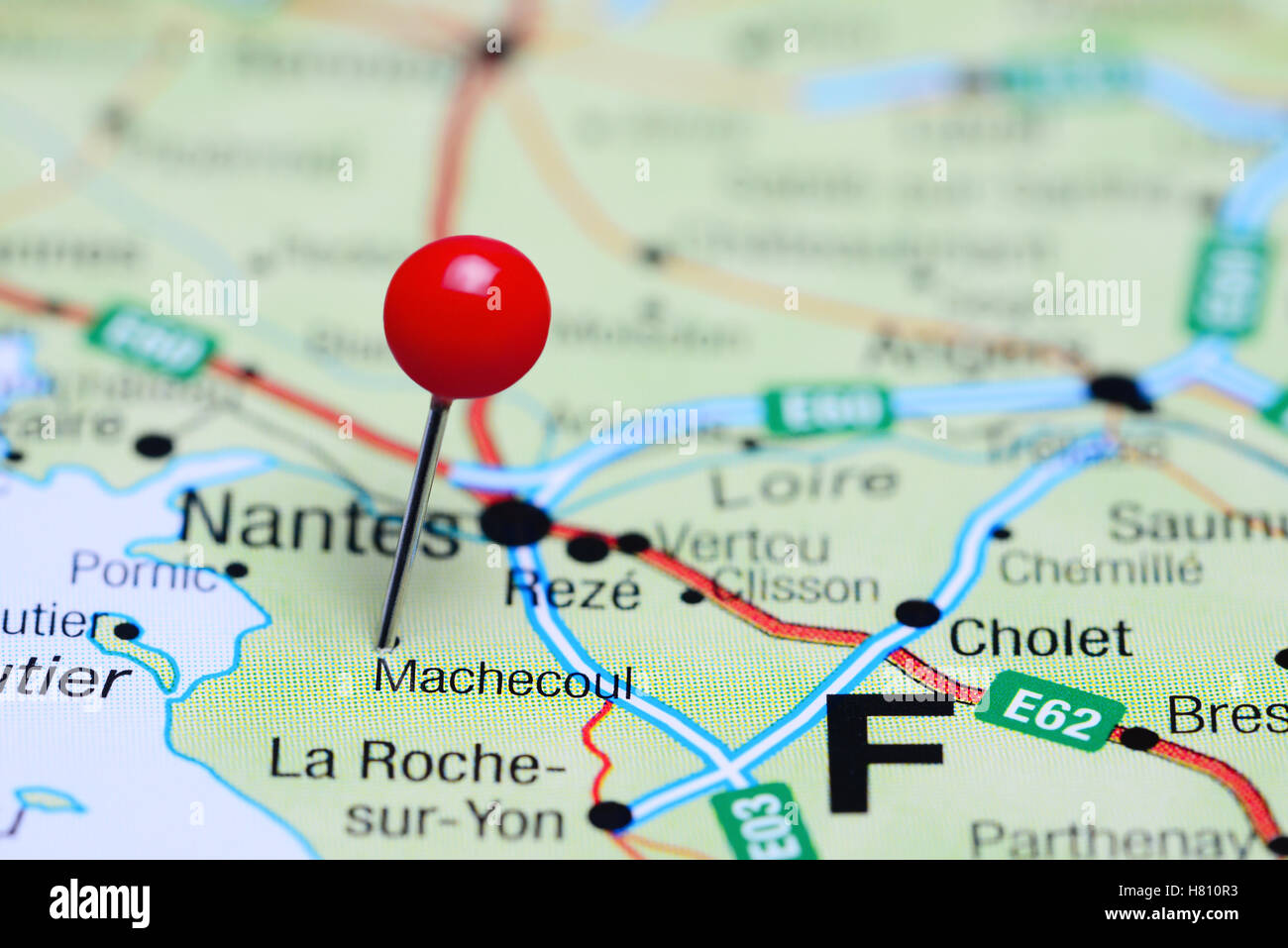 Machecoul pinned on a map of France Stock Photo - Alamy