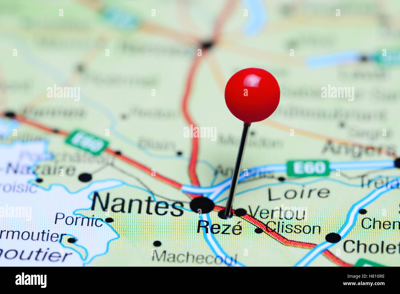 Reze pinned on a map of France Stock Photo - Alamy