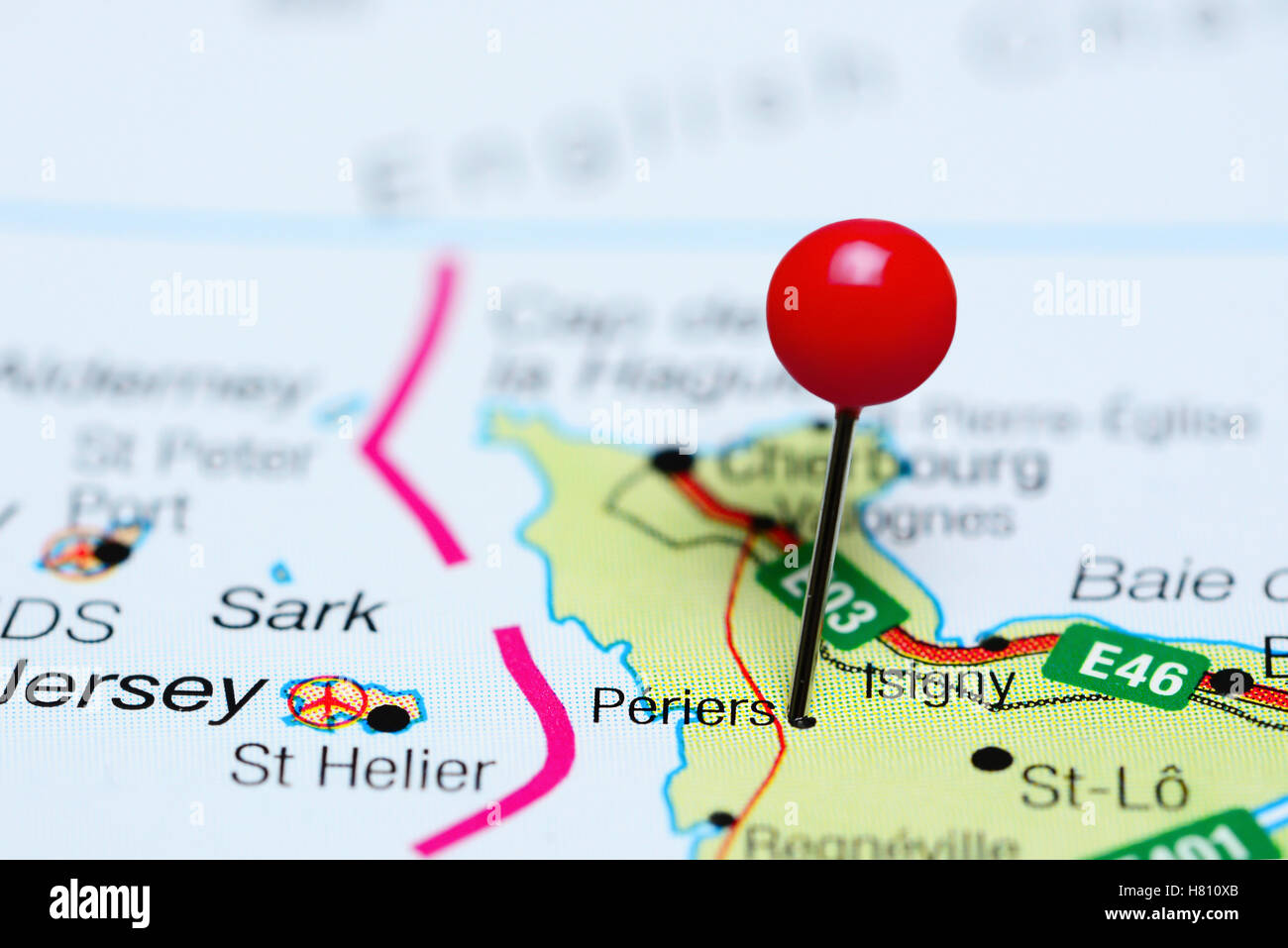 Periers pinned on a map of France Stock Photo - Alamy
