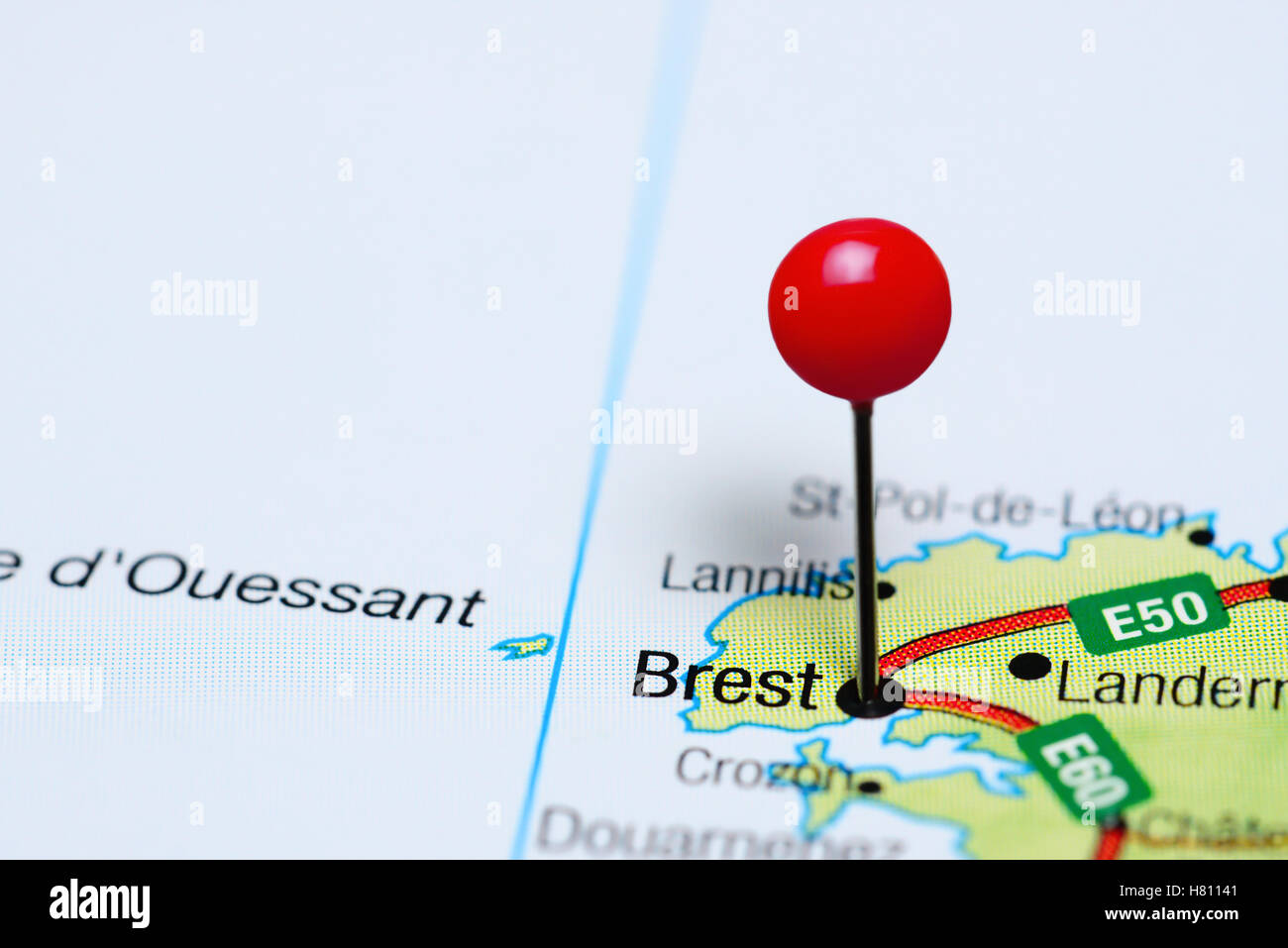 Brest on a map hi-res stock photography and images - Alamy