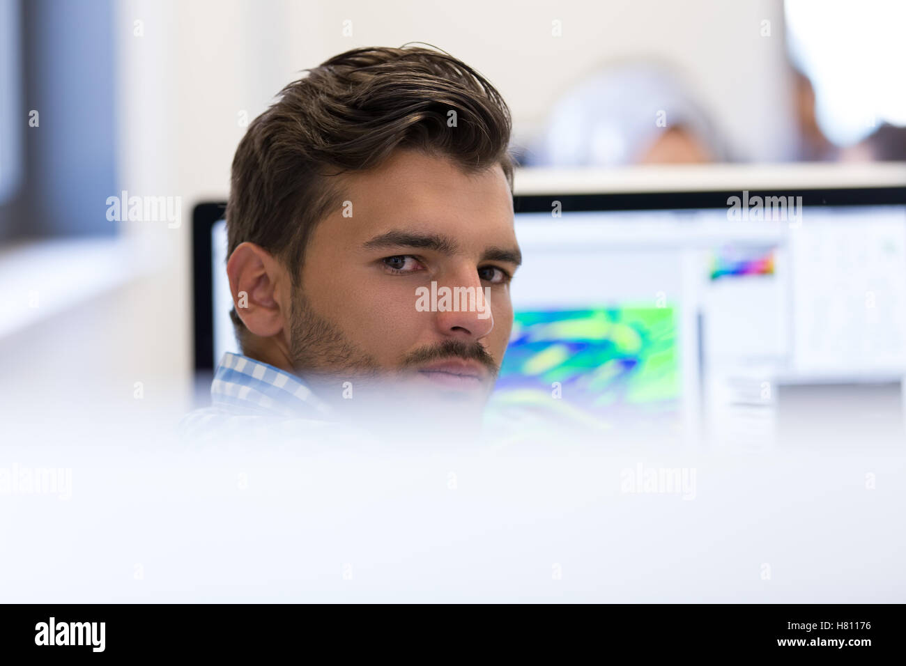startup business, software developer working on desktop computer Stock Photo - Alamy