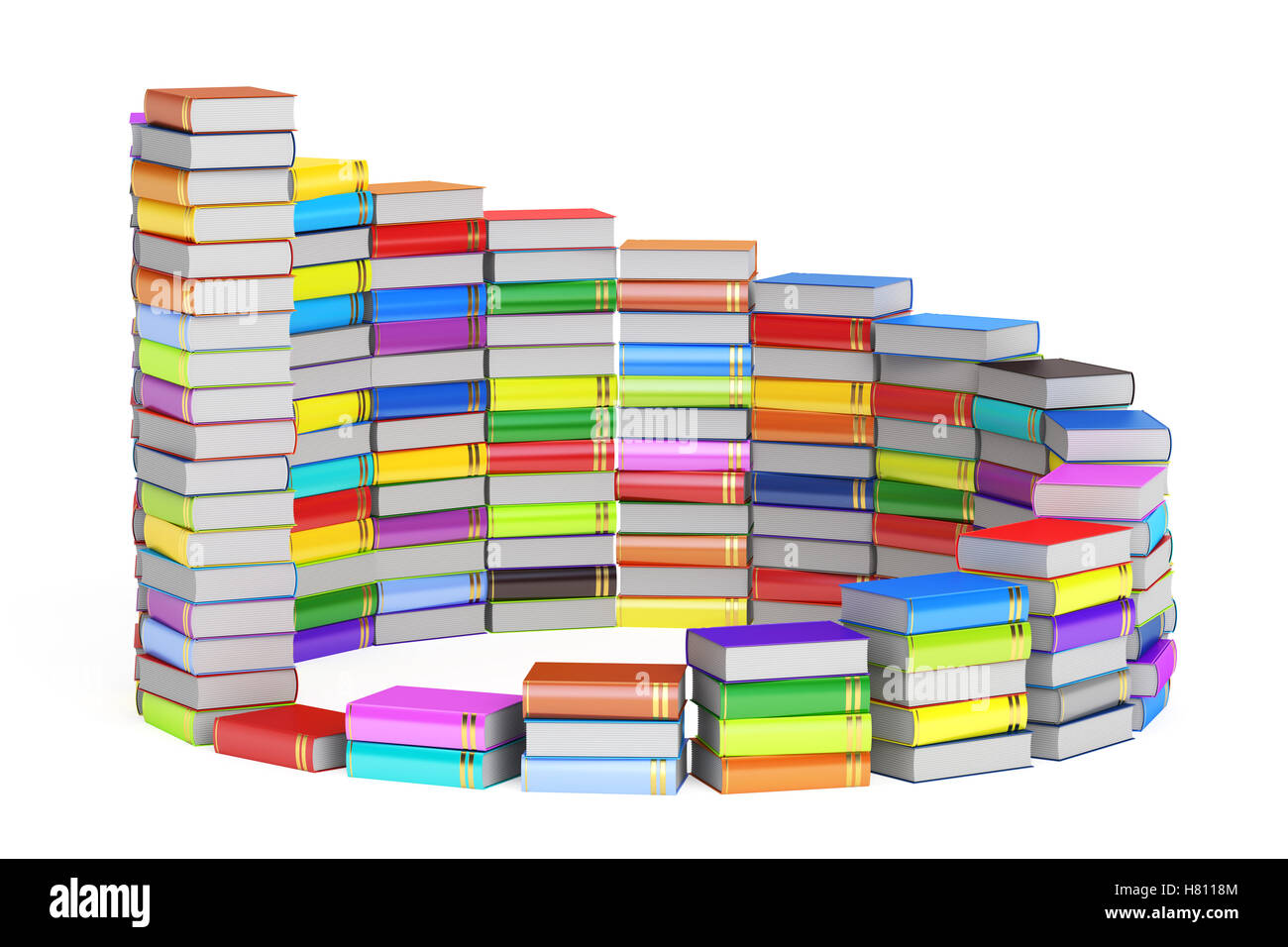 Education concept, ladder from books. 3D rendering isolated on white ...