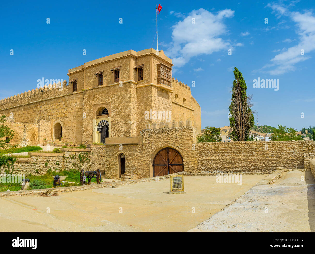 The view on the stone castle from the Small Fort of the Kasbah of El ...
