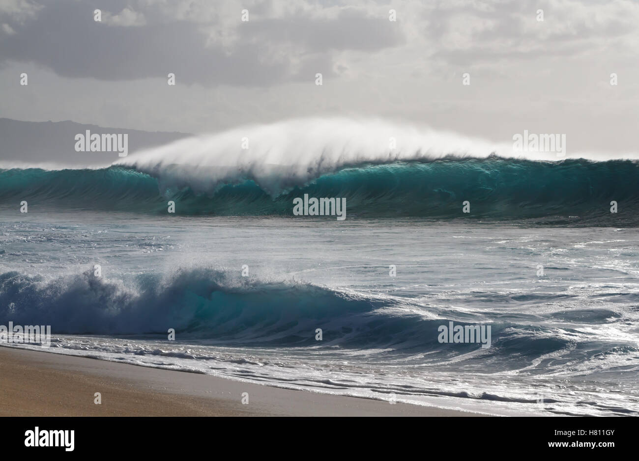 A big Breaking barrel wave at famous Banzai Pipeline surf break on the ...