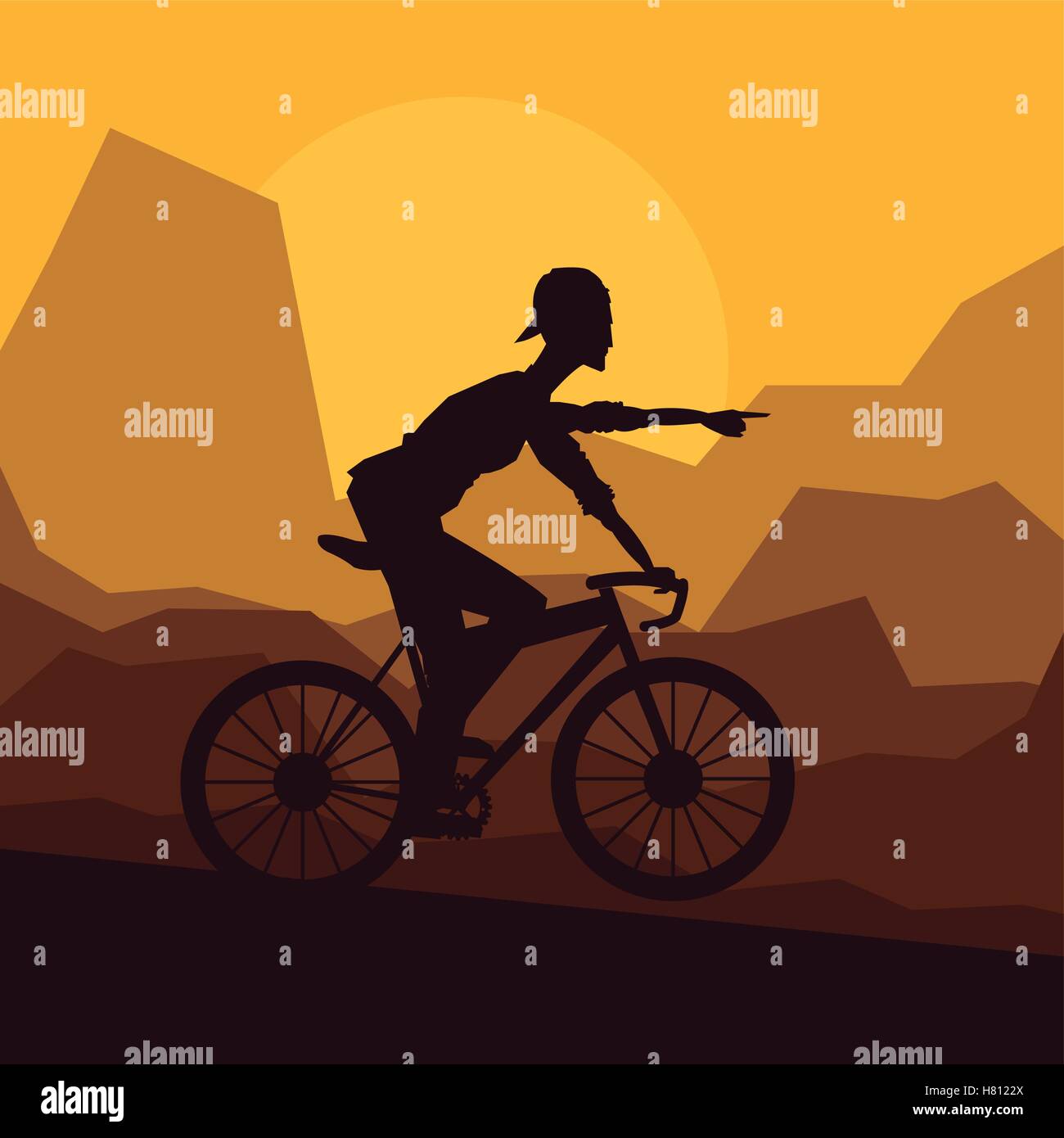 Man riding bike and mountain background design Stock Vector Image & Art ...