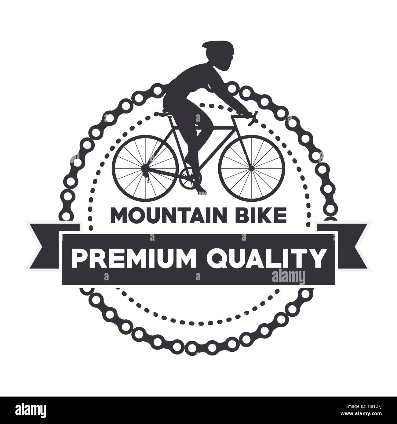 Man riding bike inside circle and ribbon design Stock Vector Image ...