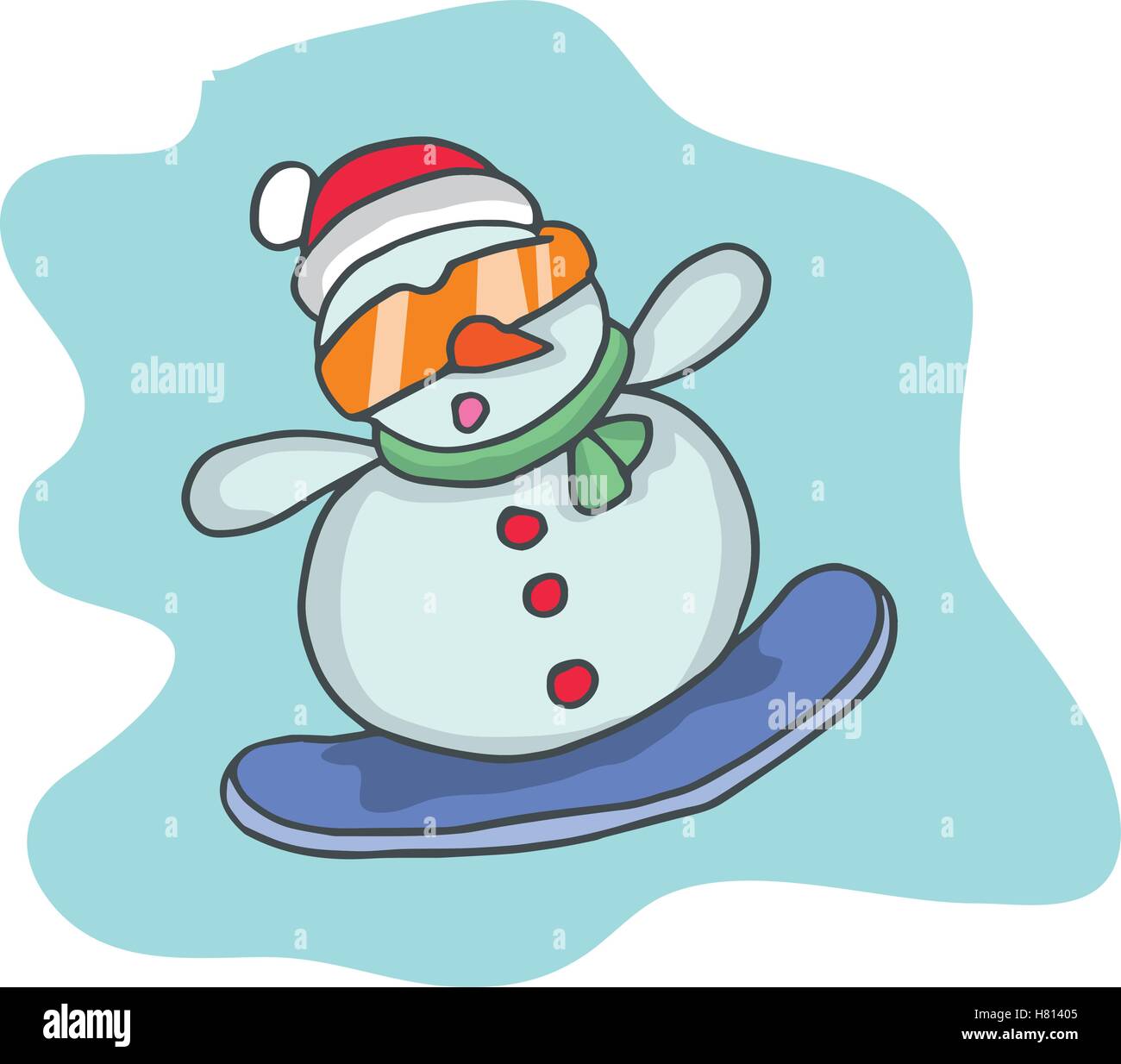 Cartoon snowman with glasses and hat vector art Stock Vector Image ...