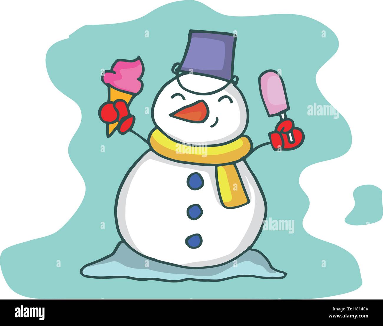 Vector art of snowman with ice cream cartoon Stock Vector Image & Art ...