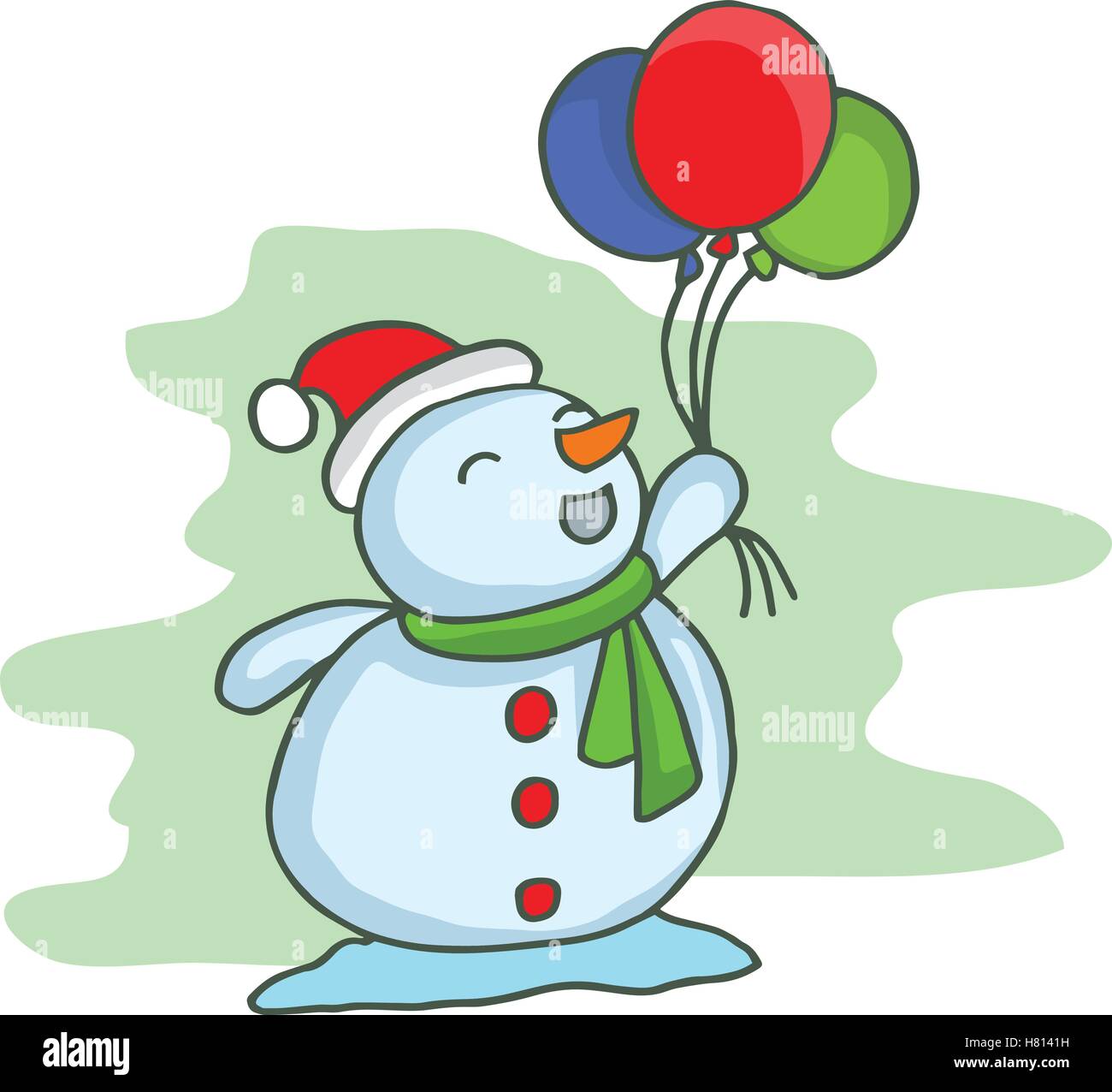 Cartoon Christmas snowman with balloon vector illustration Stock Vector ...