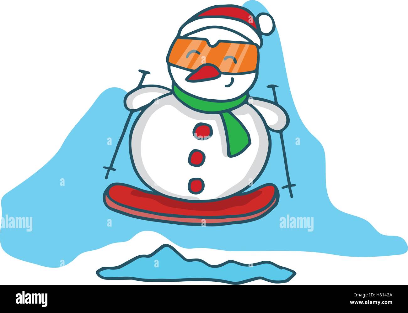 Snowman with surfing board cartoon vector art Stock Vector Image & Art ...