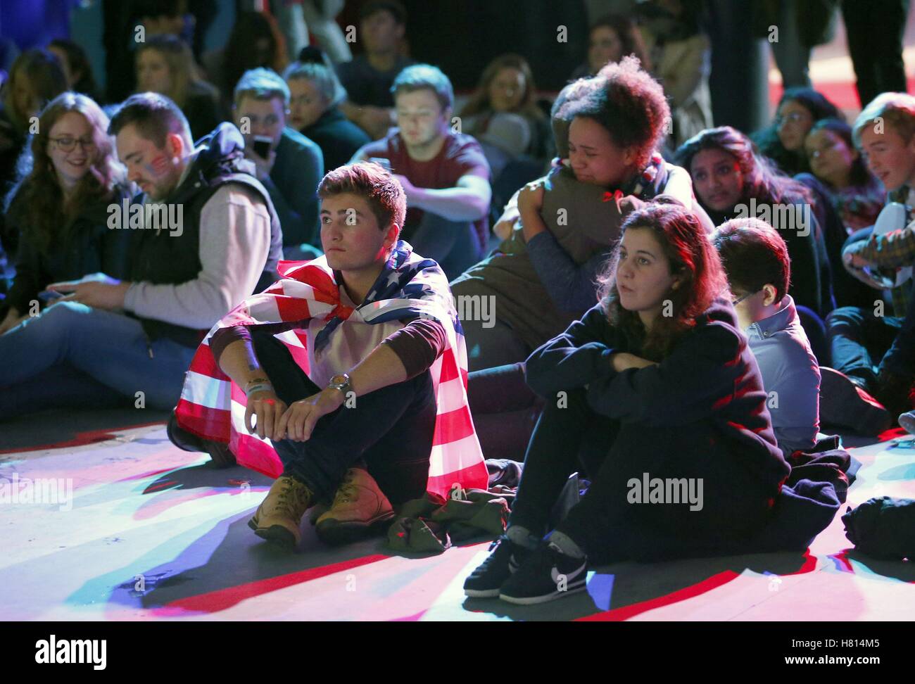 Students attend a US election party at the University of Edinburgh, to ...