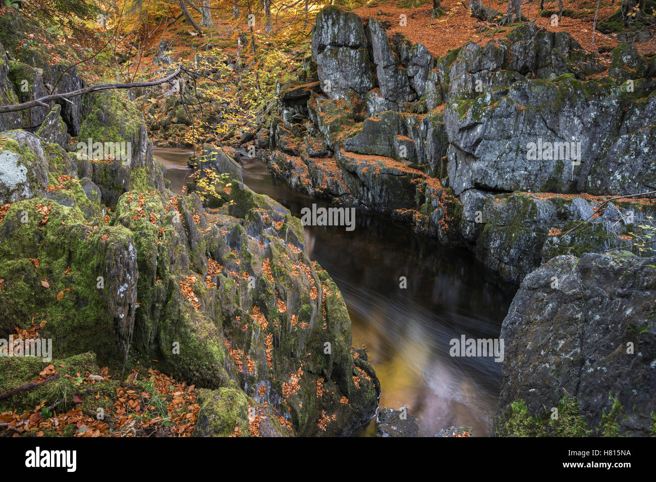 Rocks of Solitude Gorge on the North Esk River in Glen Esk Stock Photo ...