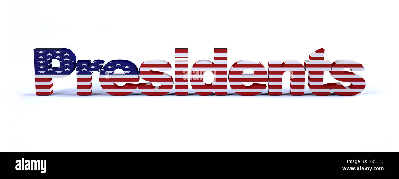 Presidents sign with american flag isolated on white 3d illustration ...