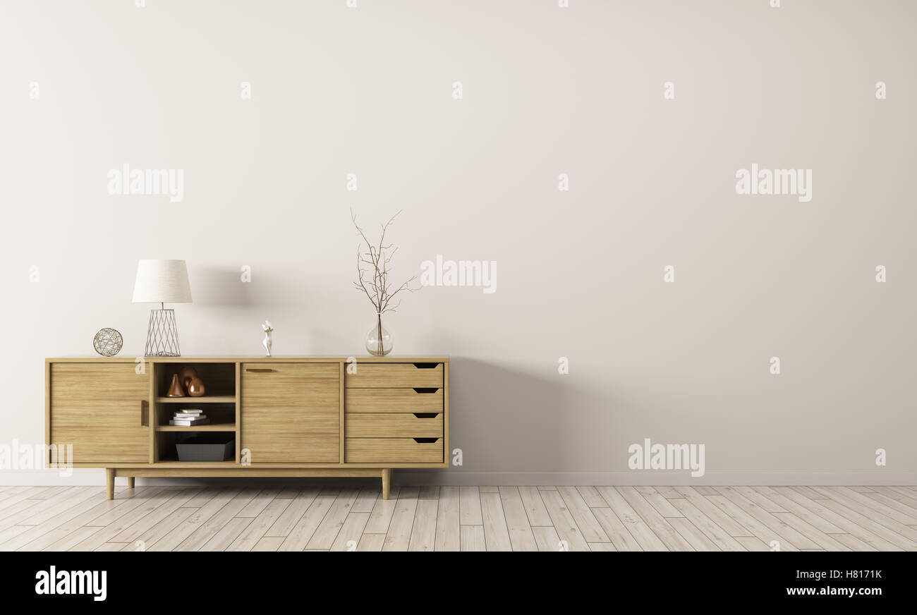 Modern interior of living room with wooden cabinet 3d rendering Stock ...