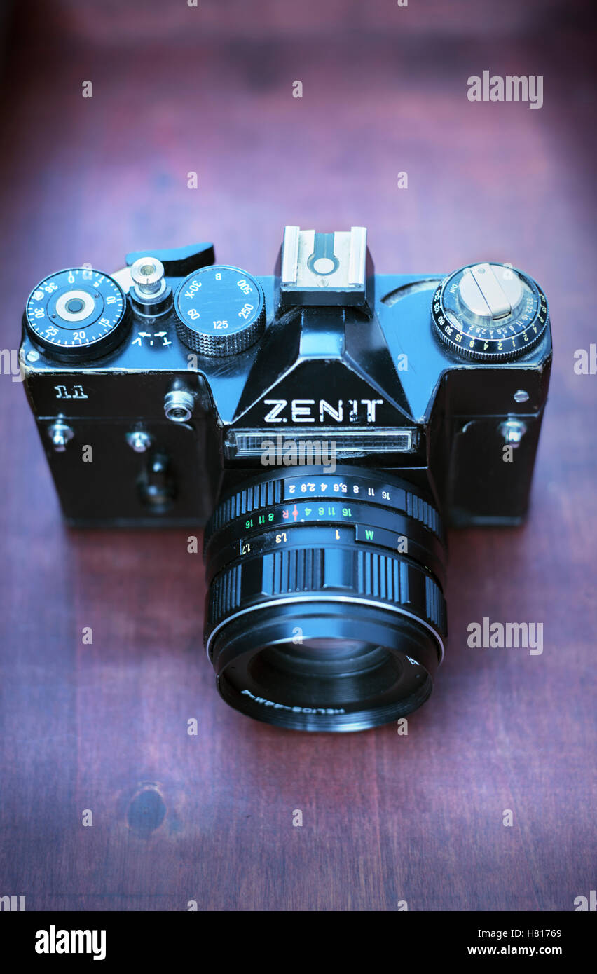 Still life of a vintage Zenit camera Stock Photo - Alamy