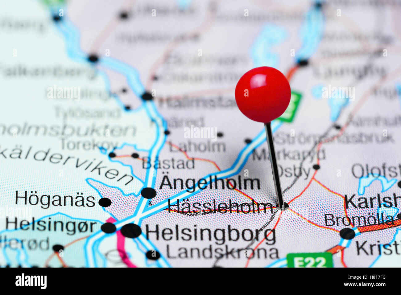 Hassleholm pinned on a map of Sweden Stock Photo - Alamy