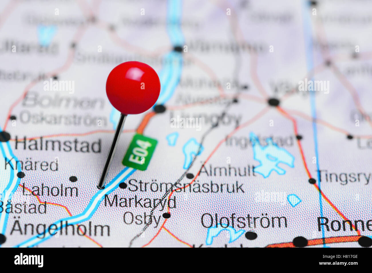 Markaryd pinned on a map of Sweden Stock Photo - Alamy