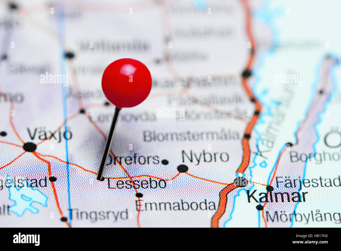 Lessebo pinned on a map of Sweden Stock Photo - Alamy