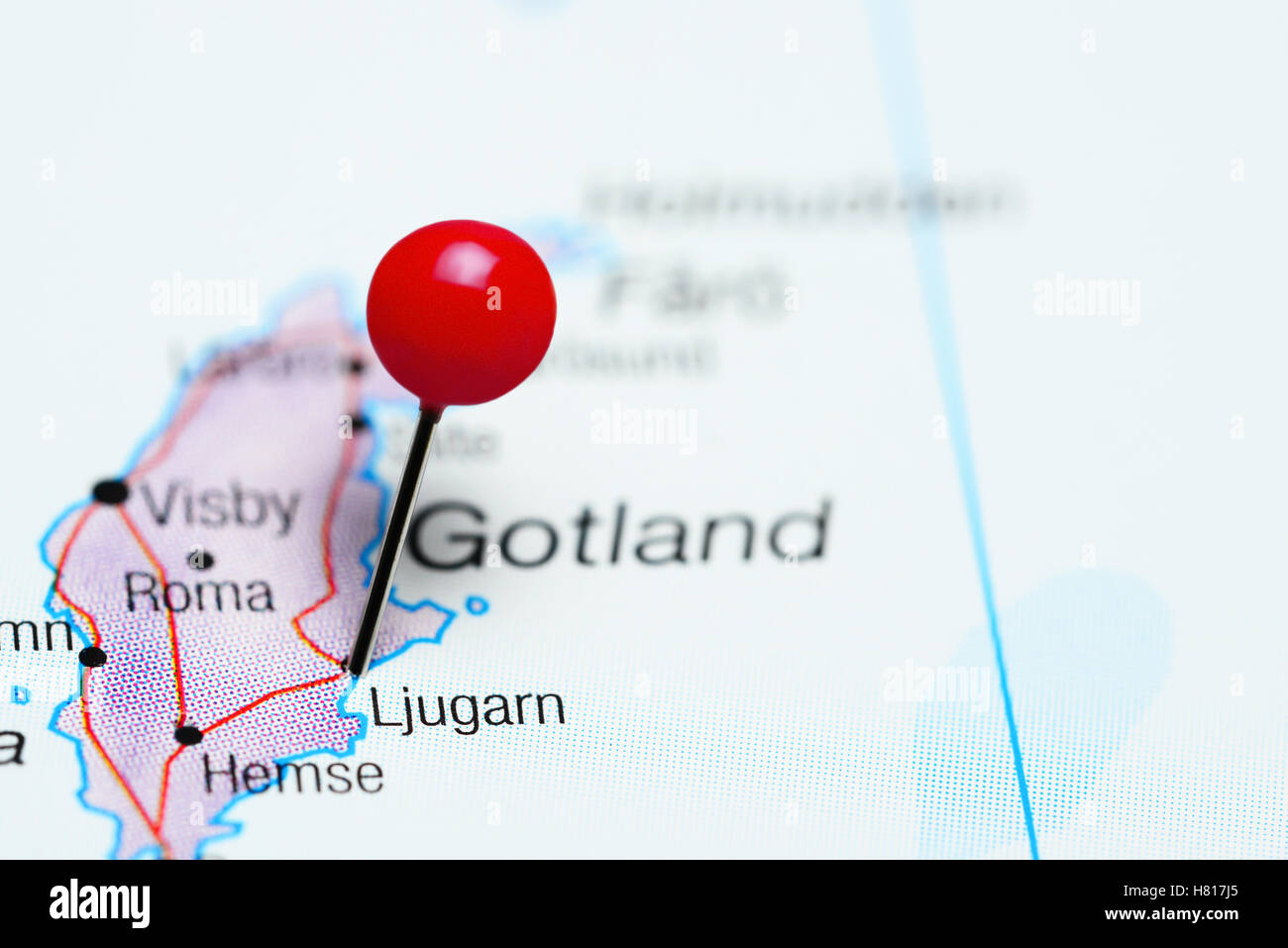 Ljugarn pinned on a map of Sweden Stock Photo - Alamy