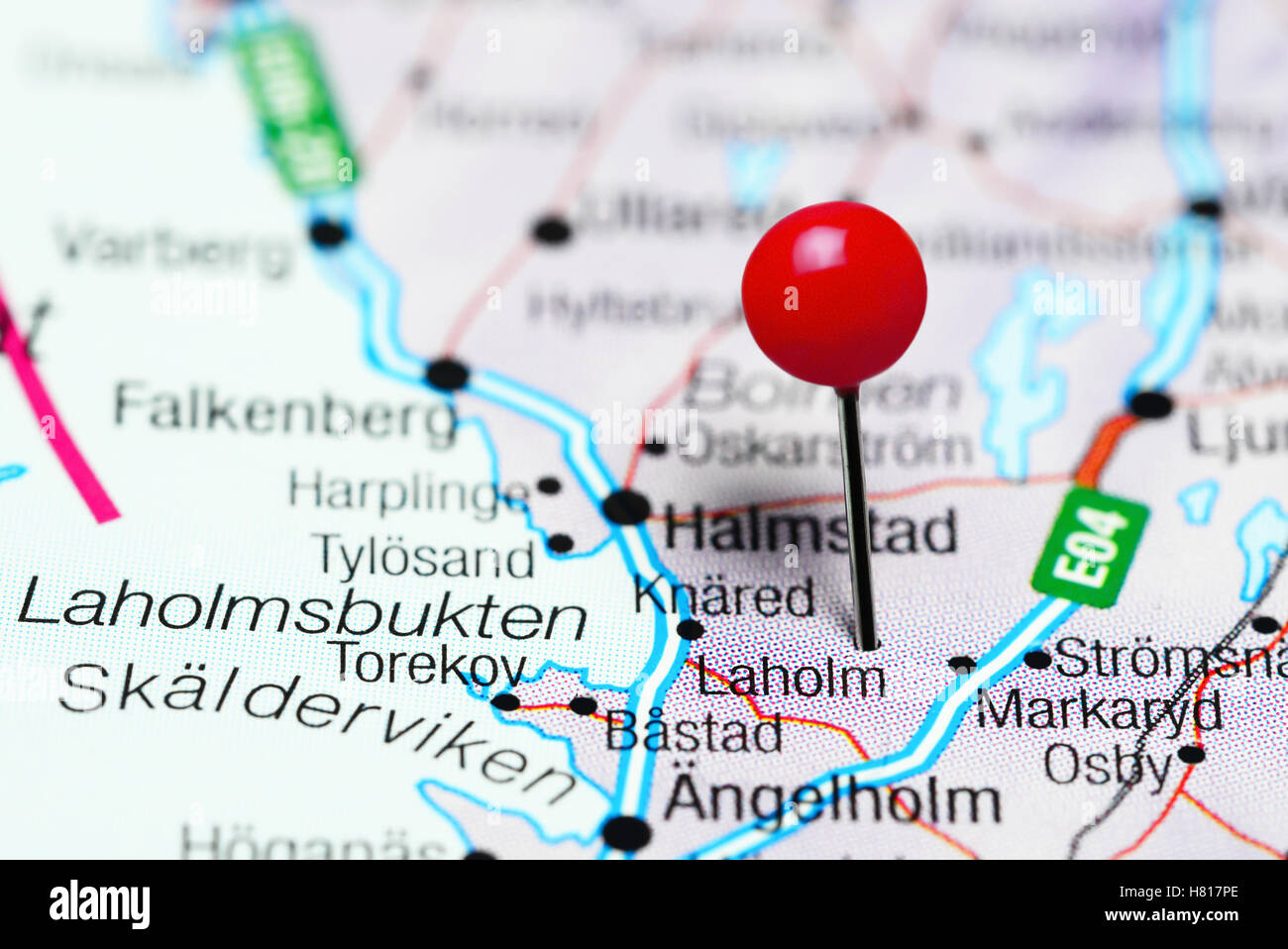 Laholm pinned on a map of Sweden Stock Photo - Alamy