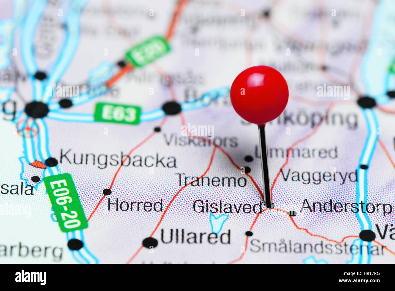 Gislaved pinned on a map of Sweden Stock Photo - Alamy