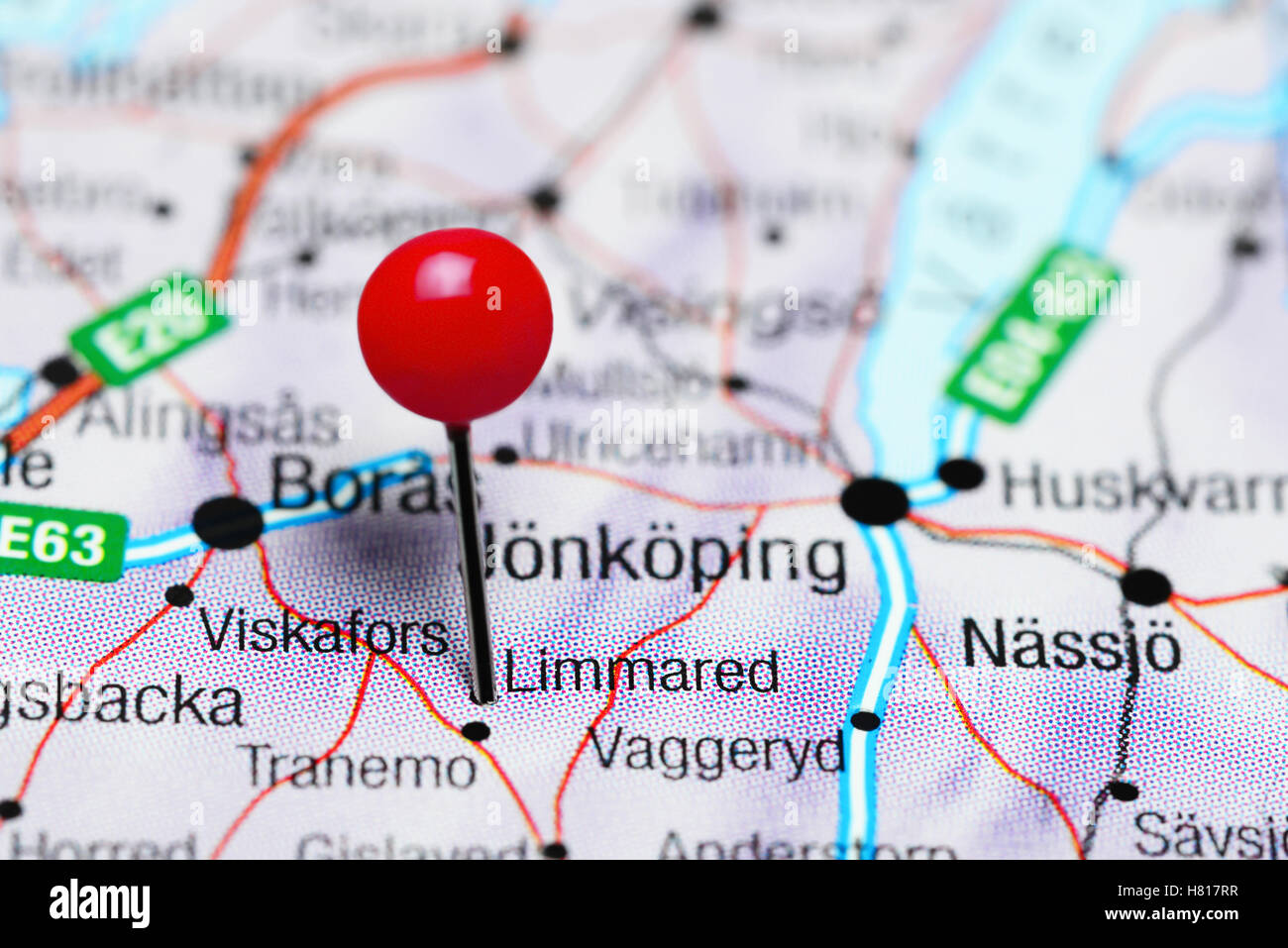 Limmared pinned on a map of Sweden Stock Photo - Alamy