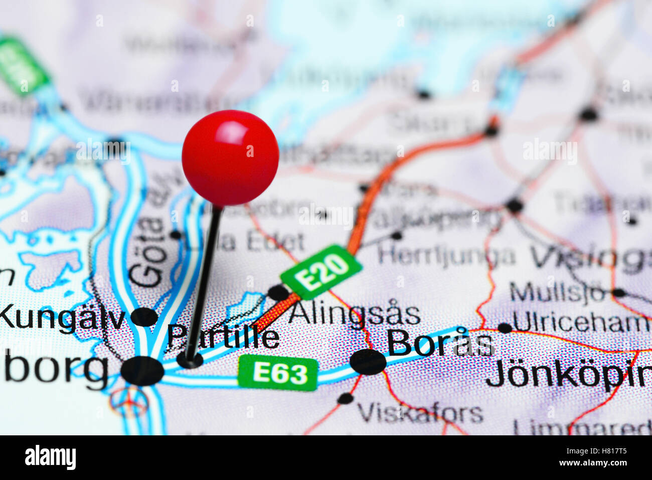 Partille pinned on a map of Sweden Stock Photo - Alamy