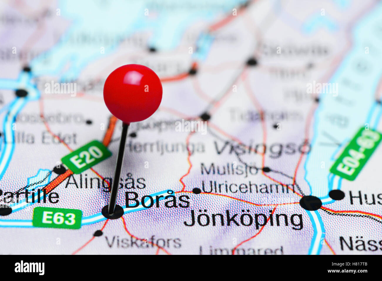 Boras pinned on a map of Sweden Stock Photo - Alamy
