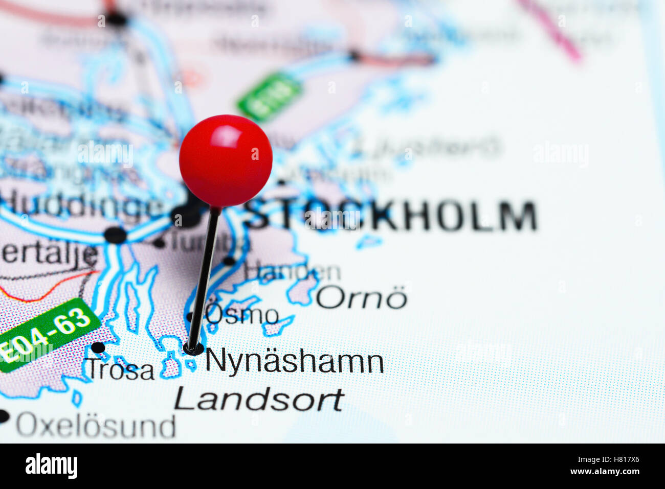 Nynashamn pinned on a map of Sweden Stock Photo - Alamy