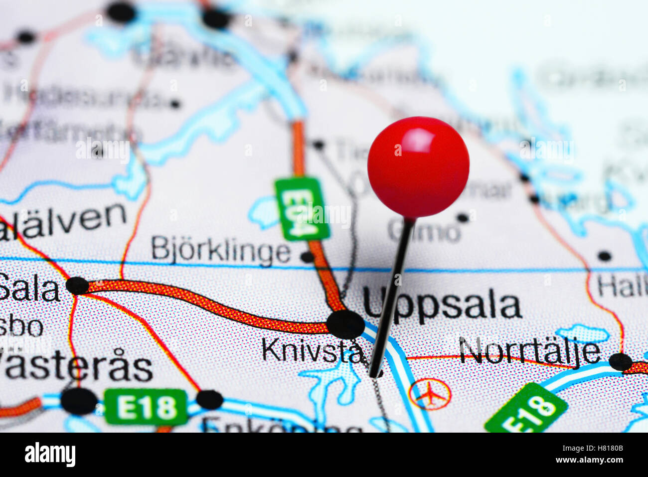 Knivsta pinned on a map of Sweden Stock Photo - Alamy