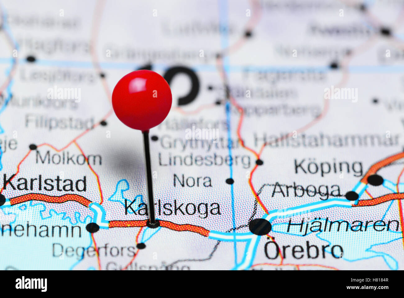 Karlskoga pinned on a map of Sweden Stock Photo - Alamy