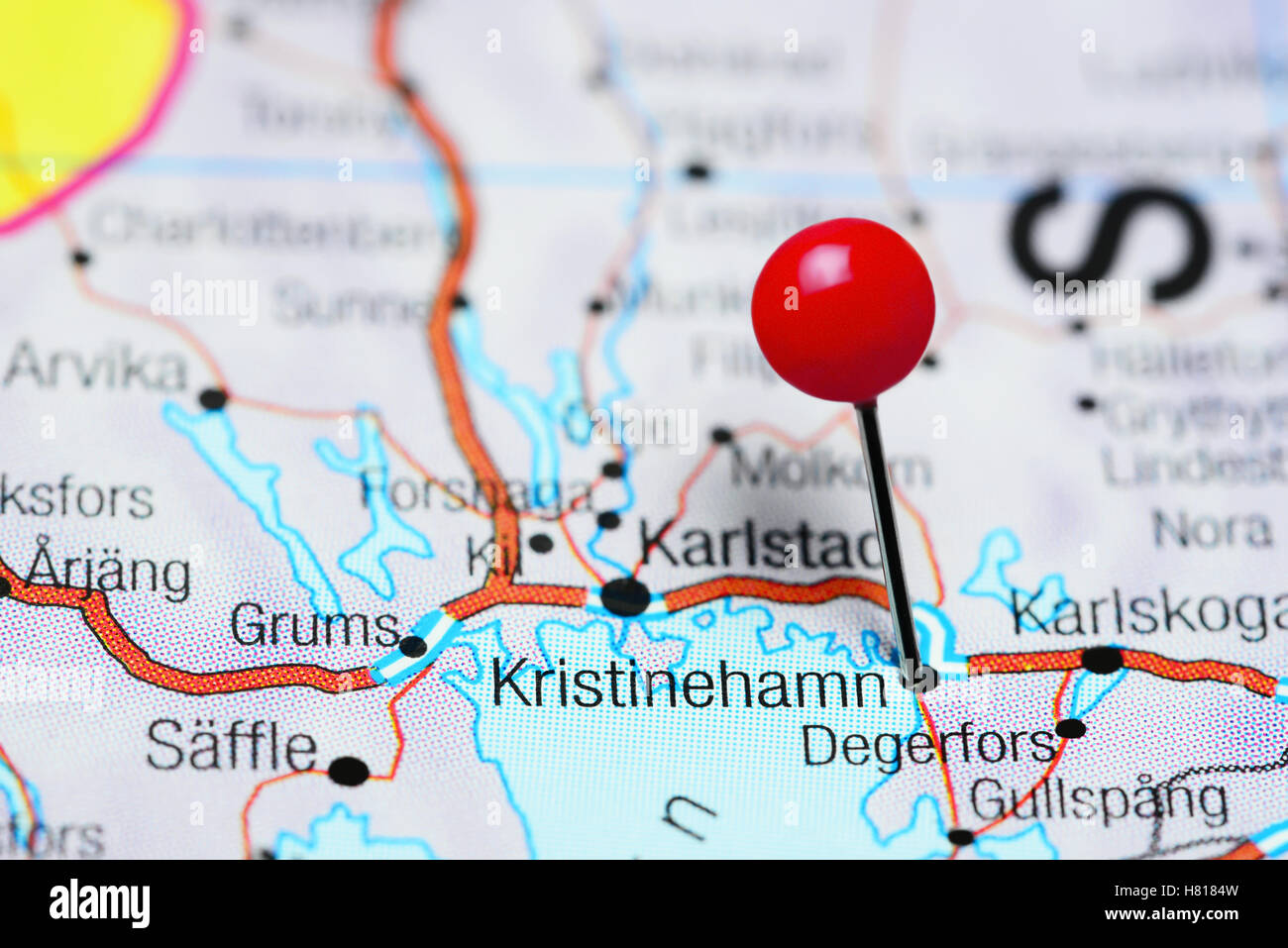 Kristinehamn pinned on a map of Sweden Stock Photo - Alamy