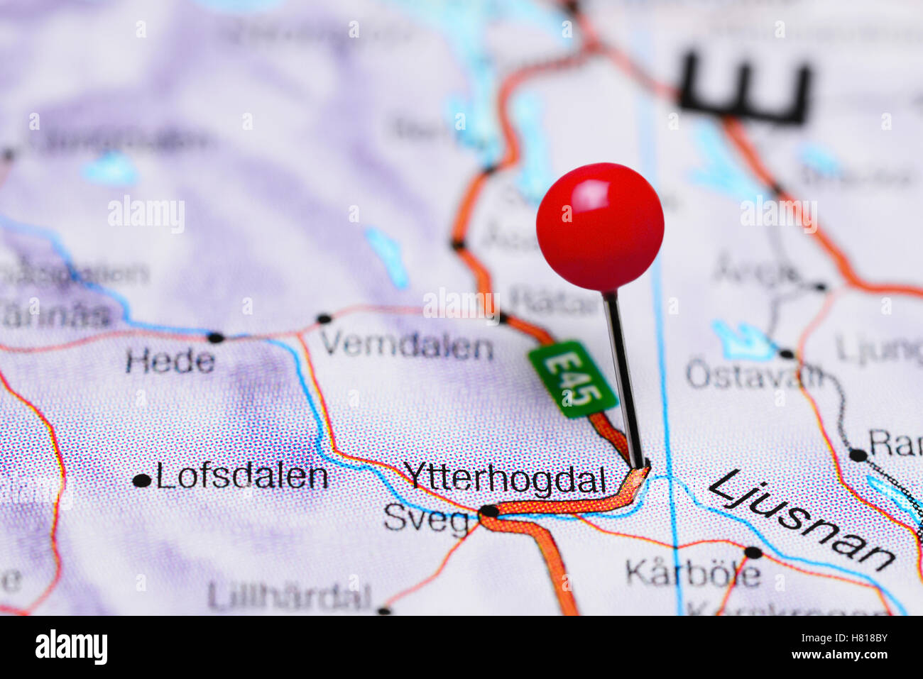 Ytterhogdal pinned on a map of Sweden Stock Photo - Alamy