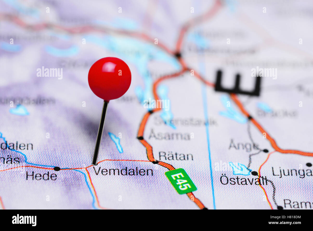 Vemdalen pinned on a map of Sweden Stock Photo - Alamy