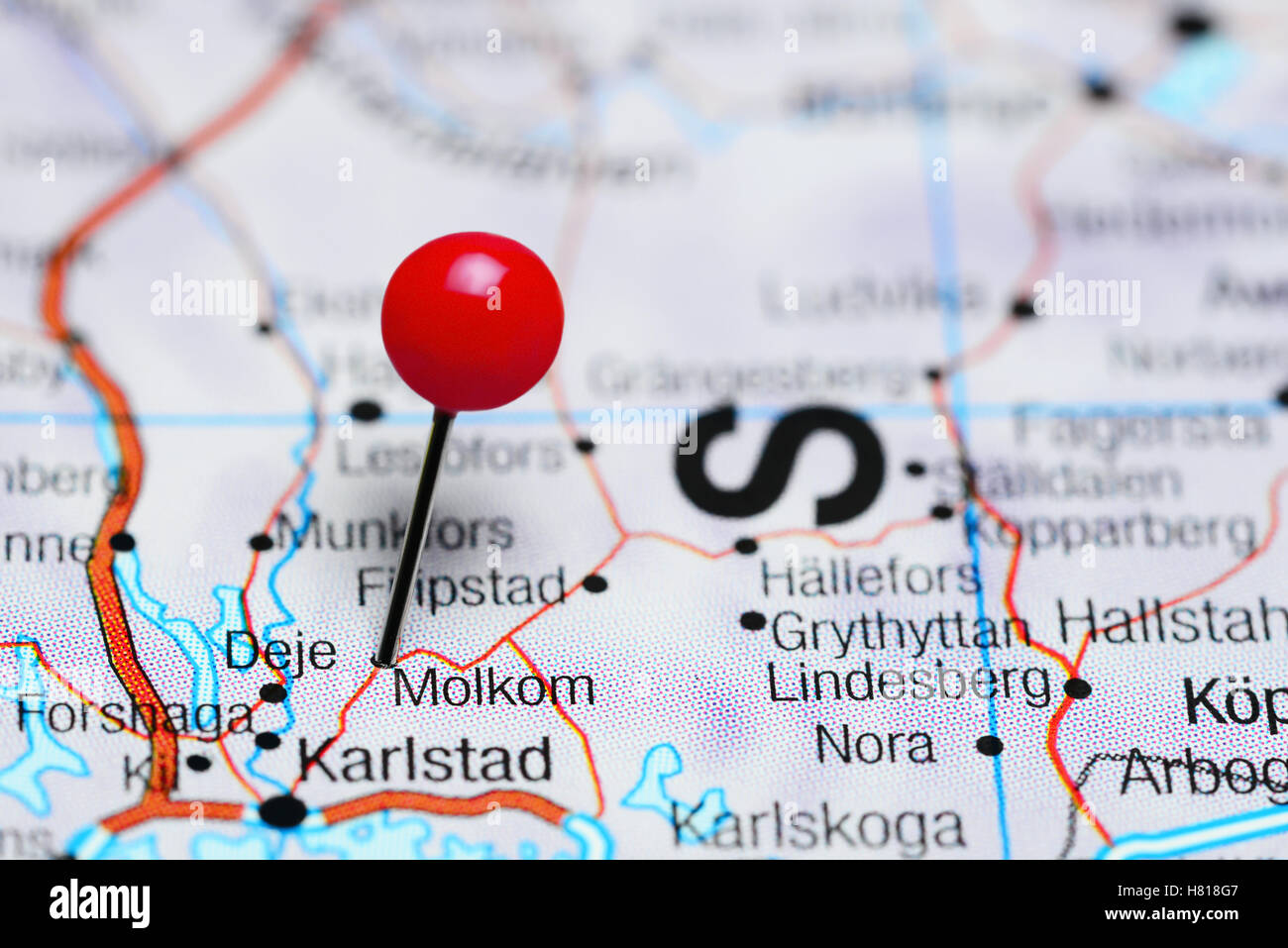 Molkom pinned on a map of Sweden Stock Photo - Alamy
