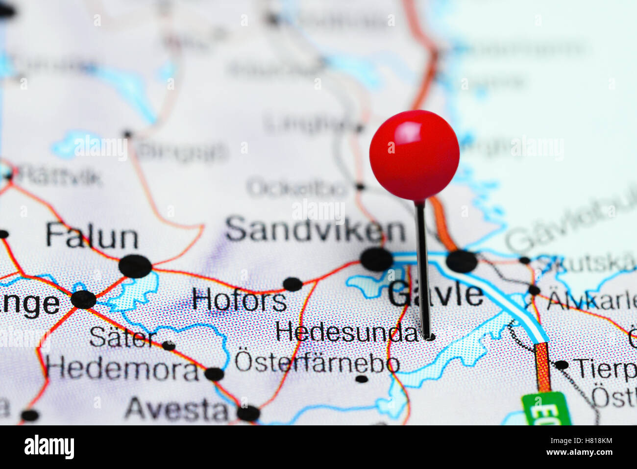 Hedesunda pinned on a map of Sweden Stock Photo - Alamy