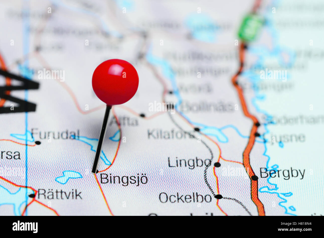 Bingsjo pinned on a map of Sweden Stock Photo - Alamy