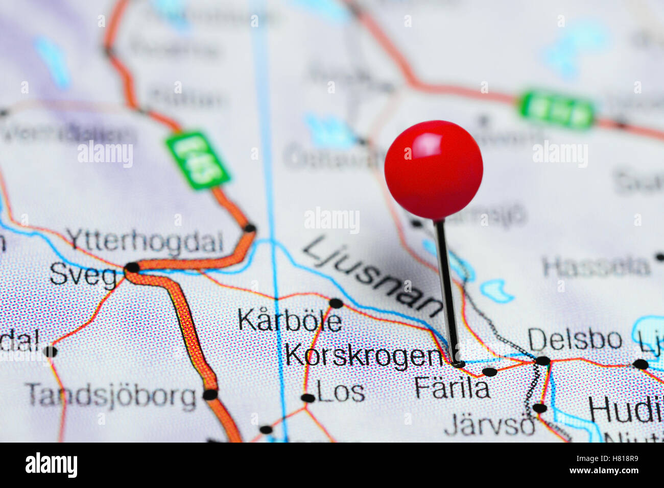 Korskrogen pinned on a map of Sweden Stock Photo - Alamy
