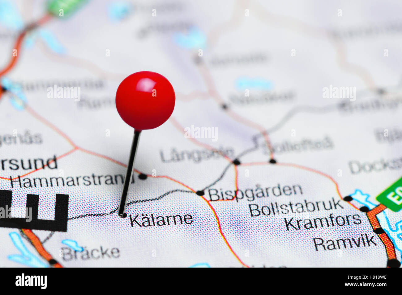 Kalarne pinned on a map of Sweden Stock Photo - Alamy