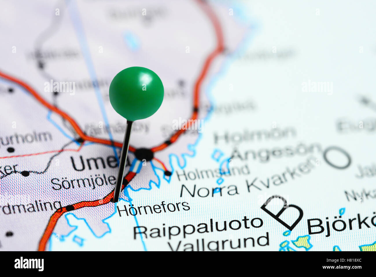 Hornefors pinned on a map of Sweden Stock Photo - Alamy