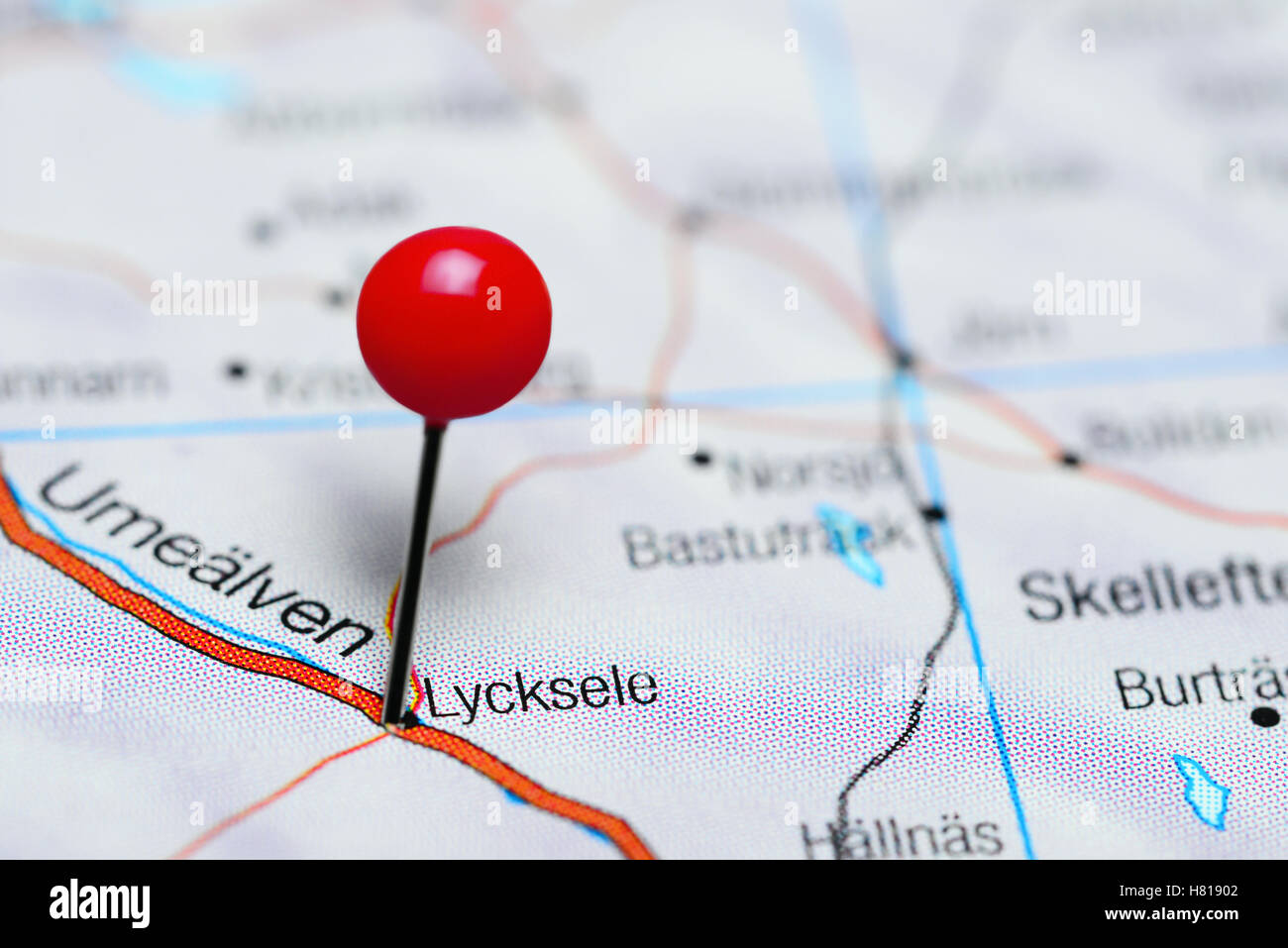 Lycksele pinned on a map of Sweden Stock Photo - Alamy