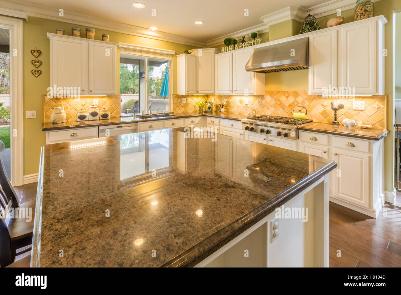 Beautiful Custom Kitchen Interior in a New House Stock Photo - Alamy