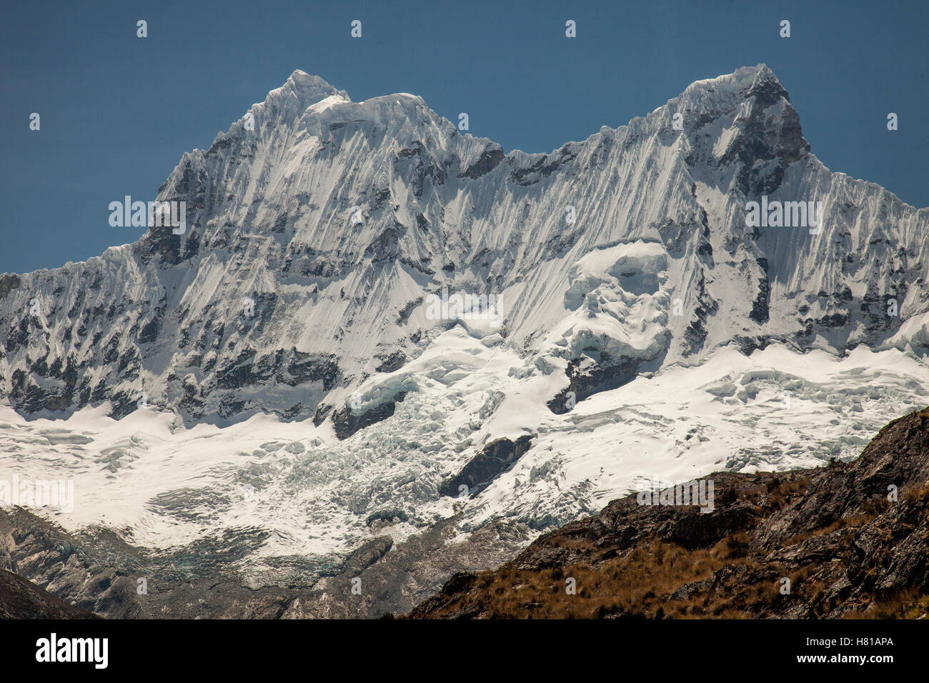 Chacraraju Mountain, 6113 meters tall, Cordillera Blanca, Andes, Peru ...