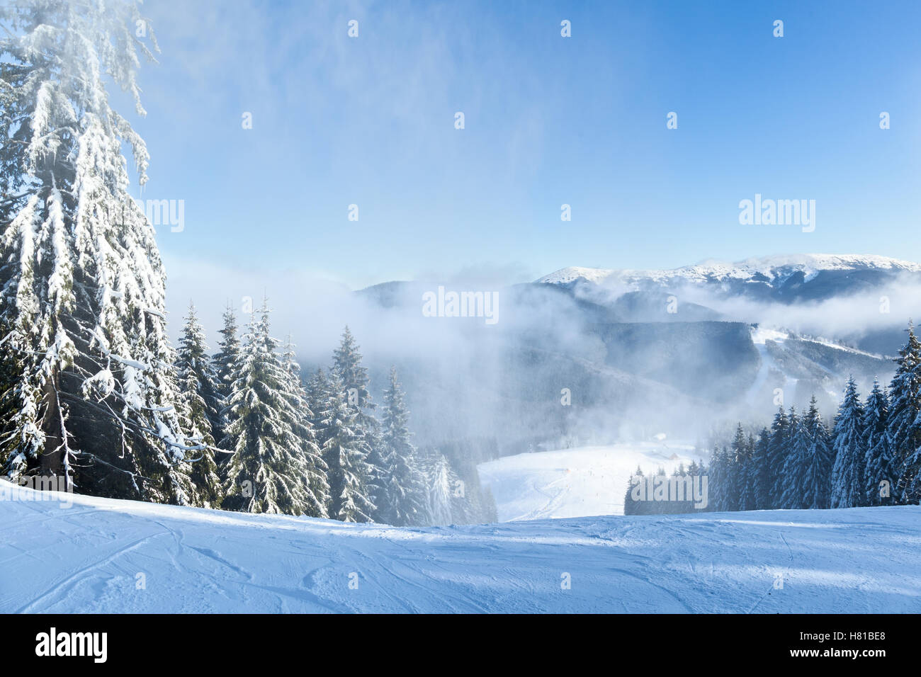 mountain landscapes and panoramas of snow-capped mountain peaks in the ...