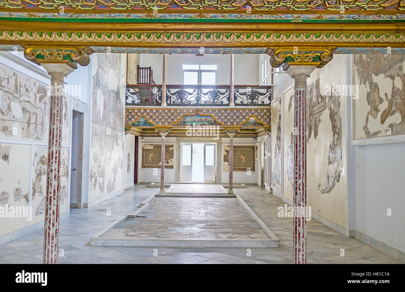 The Althiburos Room of Bardo National Museum with the slender stone ...