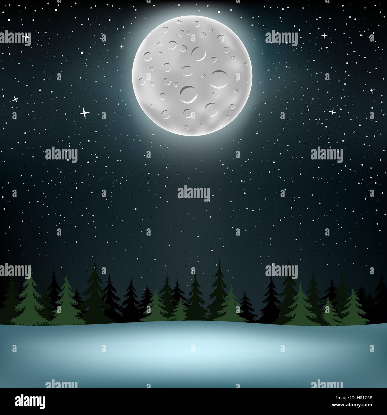 Moon over landscape snow Stock Vector Images - Alamy