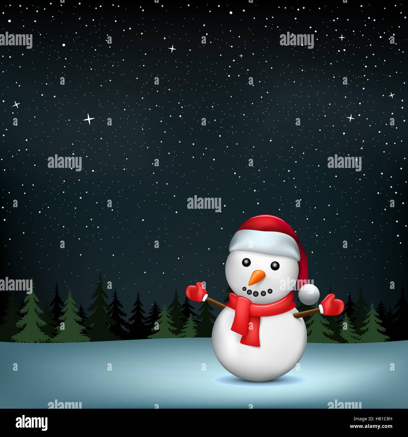 snowman stars night wood Stock Vector Image & Art - Alamy