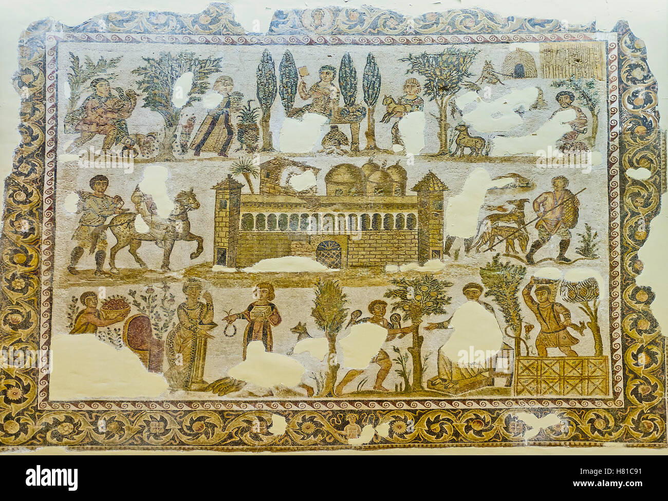 The mosaic depicts the life in ancient city, Sousse Room of Bardo ...